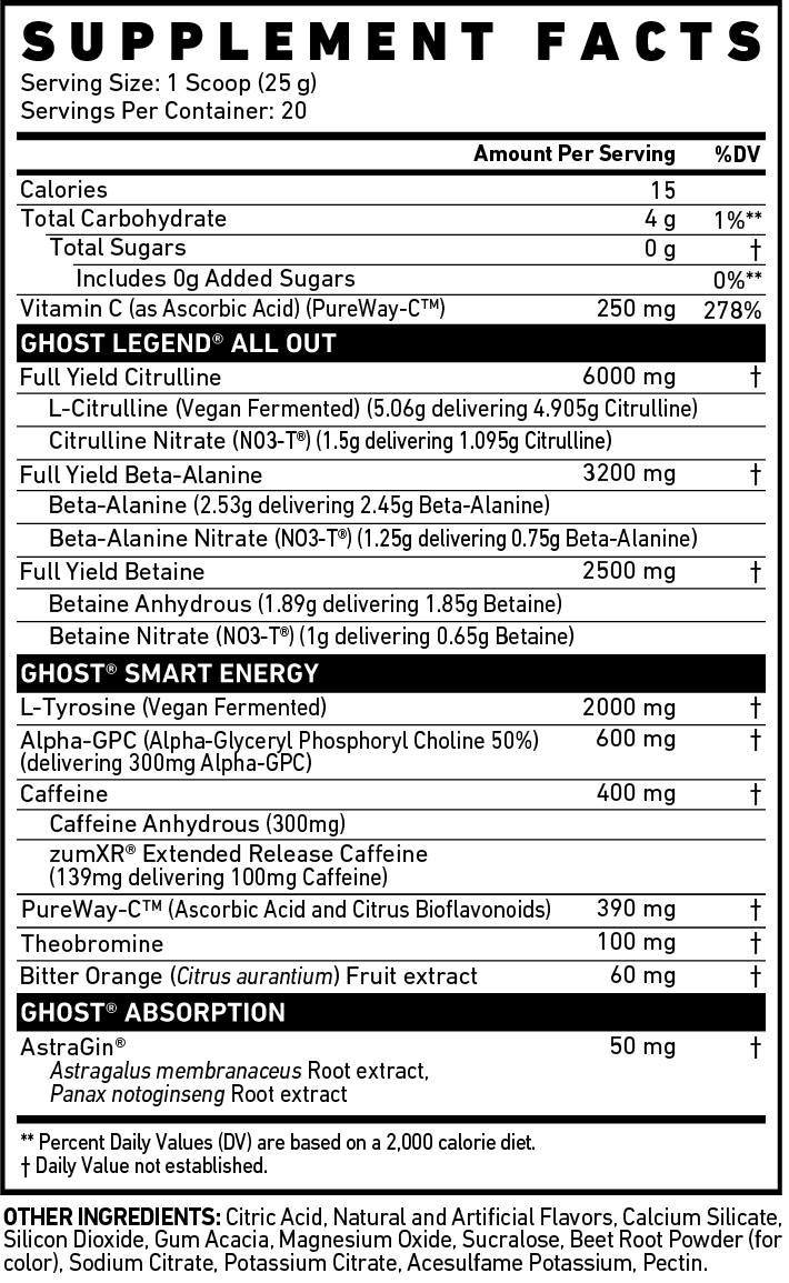 GHOST LEGEND® ALL OUT V2 | ORANGE CREAM | HIGH-STIM PRE-WORKOUT SUPPLEMENT